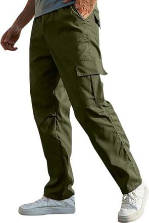 Generic Pantalon de surv&ecirc;tement chaud et d&eacute;contract&eacute; pour homme pour temps froid, int&eacute;rieur doubl&eacute; en polaire, taille &eacute;lastique, pantalon confortable, Vert, 3