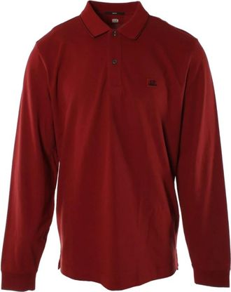 C.P. Company C.p. Company, Homme, Tops, Rouge, Taille: 2XL Polo Piqu&eacute; Manches Longues Coupe Slim