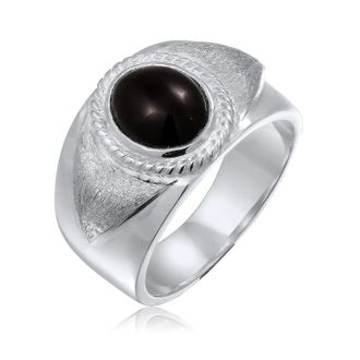 Kuzzoi Ringe - Ring Siegelring Schwarz Onyx 925 Sterling Silber - Gr. 64 MM - in Silber - f&uuml;r Damen