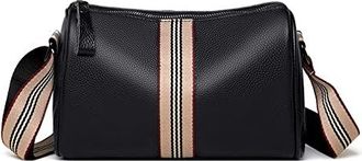 Generic Sac &agrave; bandouli&egrave;re en cuir de vache pour femme, petit sac &agrave; main cylindrique, sac &agrave; bandouli&egrave;re tendance, sac &agrave; bandouli&egrave;re d&eacute;contract&eacute;, Noir, Small