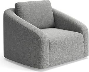 Cavadore Cavadore Sessel Jawa / Bodennaher Polstersessel fürs Wohnzimmer, passend zur Garnitur Jawa / 116 x 88 x 104 / Chenille, Grau