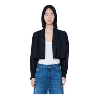 Chlo&eacute; Femme, Blouses et Chemises, Noir, Taille: 38 FR Veste courte &agrave; fronces