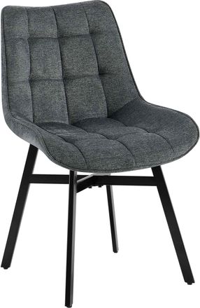 Clp Esszimmerstuhl gepolstert mit Lehne Colby, Küchenstuhl mit gestepptem Bezug, mit schwarzem Metallgestell, bis 140 kg belastbar, Farbe:dunkelgrau, Mate