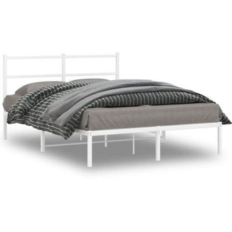 vidaXL Vidaxl - Cadre de lit m&eacute;tal sans matelas et t&ecirc;te de lit blanc 140x190 cm