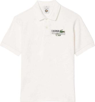Lacoste Roland Garros Edition Poloshirt f&uuml;r Herren/Damen Unisex, Frottee, Tennis (Cremefarbe)