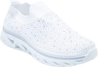 Primtex Baskets sport confort mesh élastique chaussette femme basse strass brillant sans lacet