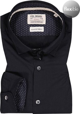 Fil Noir Herren Hemd schwarz Baumwoll-Stretch