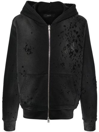 Amiri hoodie zipp&eacute; Core &agrave; effet us&eacute; - Noir