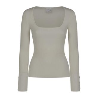 Courr&egrave;ges Heritage Rippstrick-Top - - Knitwear - Damen - Beige - M