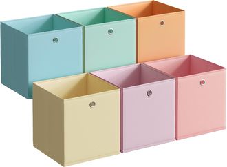 Songmics Aufbewahrungsbox, 6er Set, Ordnungsboxen, geruchsneutral, Faltbox, 26 x 26 x 28 cm, Stoffbox, f&uuml;r W&uuml;rfelregal, Organizer bunt, Aufbewahrungskorb, f&uuml;r 