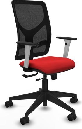 Piqueras y Crespo Roter Schreibtischstuhl mit wei&szlig;en und schwarzen Armlehnen, h&ouml;henverstellbare Lendenwirbelst&uuml;tze, ausgestattet mit Syncro/Traslack und Schneideschaum.