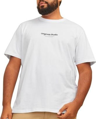 Jack & Jones Jorvesterbro T-shirt Ss Crew Neck Noos Pls Homme T-shirt, Blanc Éclatant., 4XL Grande taille