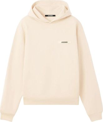Jacquemus Homme, Sweatshirts et sweats &agrave; capuche, Beige, Taille: 2XL Sweat &agrave; capuche &agrave; logo gros-grain
