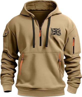 Generic Sweat &agrave; capuche pour homme avec fermeture &eacute;clair - Pull de transition - Coupe ample - T-shirt &agrave; manches longues - T-shirt dext&eacute;rieur r&eacute;tro - Sweat-shi