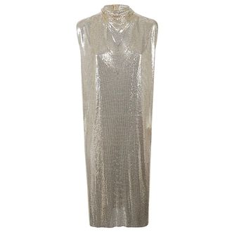 Sportmax Goldenes Paillettenkleid mit hohem Kragen - - Dresses - Damen - Gelb - S