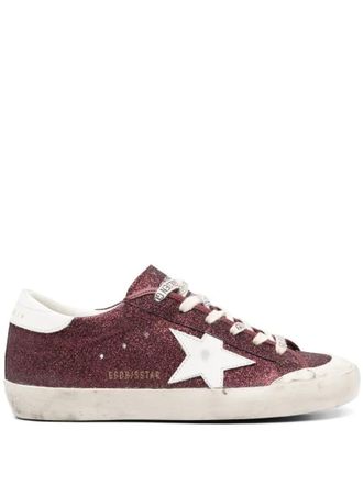 Golden Goose Low-Top Sneaker - Bordeaux Red Glitter Low-Top Sneakers With Signatu - Gr. 35 (EU) - in Wei&szlig; - f&uuml;r Damen