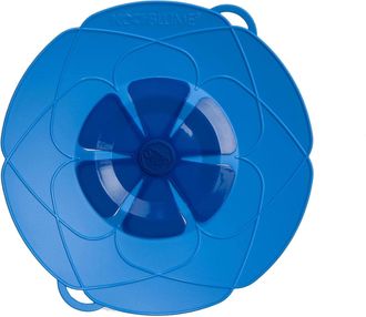 Kochblume das Original, Silikon Überkochschutz für Töpfe und Pfannen, Mikrowellen-Deckel, Spritzschutz und Dampfgar-Aufsatz | (hellblau, M | Topfgröße 14-20cm)
