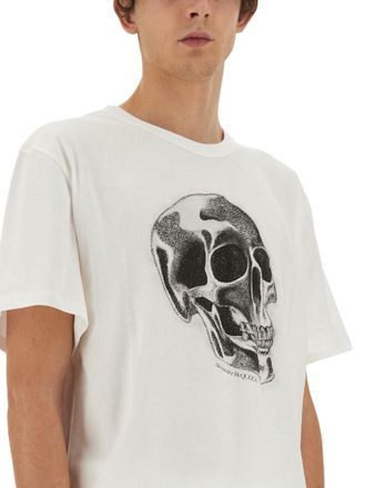 Alexander McQueen Skull Print Cotton T-Shirt - White
