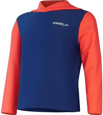 Speedo Kinder Shirt LTS ESS HOOD LS RASH TOP IU BLUE/ORANGE