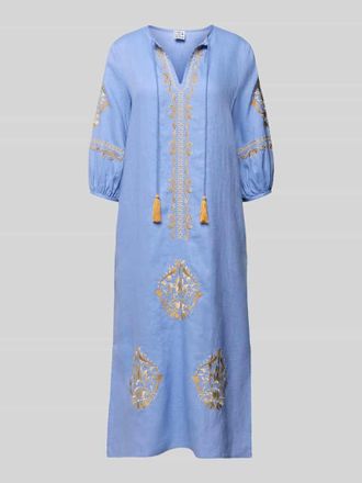 Emily van den Bergh Tunikakleid aus Leinen mit Tunikakragen und Quasten