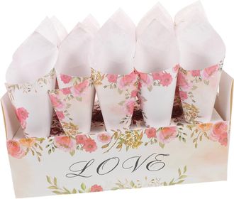 Garneck OFFSCH Hochwertiges Hochzeit Dekorationsset mit Tray Papierkonen Natürlichem Rosenhalter Goldenen Aufklebern Vielseitiges Blütenstreudeko für Tischmit