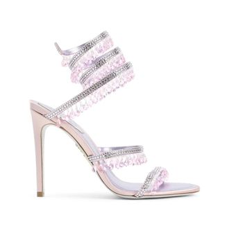 Rene Caovilla Sandalen - Lilac Satin Chandelier Leather Sandals - Gr. 37,5 (EU) - in Beige - f&uuml;r Damen