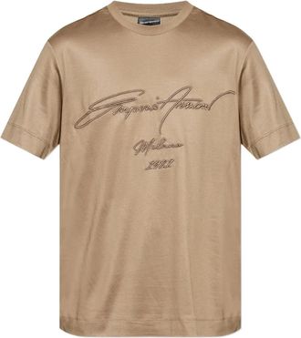 Emporio Armani t-shirt ASV en lyocell mélangé - Marron