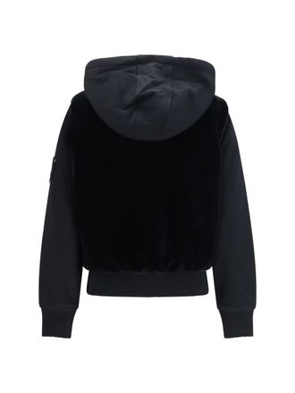 Moose Knuckles Womens Rosylyn Bunny Hoodie Black Cotton Sweatshirts Sweater