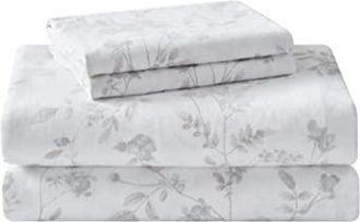 Laura Ashley Bettwäsche-Set für Doppelbett, Baumwoll-Flanell-Bettwäsche, gebürstet für zusätzliche Weichheit und Komfort (Fawna Grey, Twin)