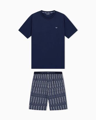 Emporio Armani Herren Classic Pattern Short Pajamas Pyjamaunterteil, blau, L