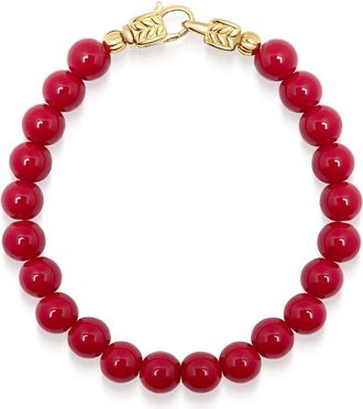 Nialaya Homme, Accessoires, Jaune, Taille: 2XL Red Jade Healing Bracelet with Gold Lock