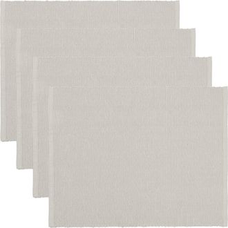 Linum Uni 4-er Pack Tischsets 35x46 cm, 100% Gerippte Baumwolle, Abwaschbar, Hellgrau