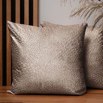 MG Design 2er Set Kissenbez&uuml;ge 45 x 45 cm in Beige- mit Rei&szlig;verschluss, Samt mit Tropfenpr&auml;gung, sanfter Griff & pflegeleicht