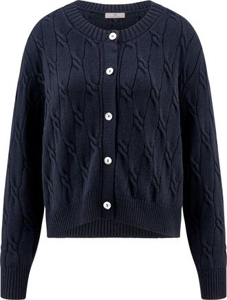 Peter Hahn Strickjacke Rundhals-Ausschnitt Peter Hahn blau