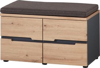 JACK Garderobenbank - Artisan Eiche Dekor - Graphitfarben - B 80 cm - inkl. Kissen