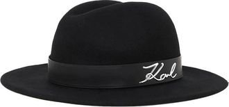 Karl Lagerfeld Femme, Accessoires, Noir, Taille: M/L K/Signature Fedora Hat