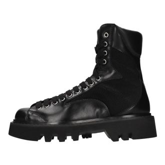 MUGLER Leder- und Stoff-Kampfstiefel - - Shoes - Damen - Schwarzk - 37 EU