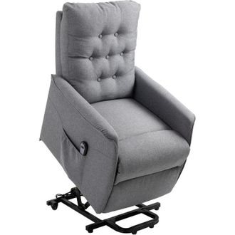 HOMCOM Homcom - Fauteuil de relaxation &eacute;lectrique fauteuil releveur inclinable avec repose-pied ajustable lin gris