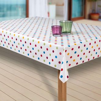 Laro Wachstuch-Tischdecke Abwaschbar Garten-Tischdecke Wachstischdecke PVC Plastik-Tischdecken Eckig Meterware Wasserabweisend Abwischbar, Muster:Punkte We