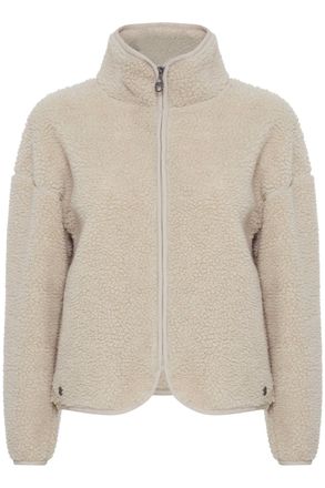 Oxmo OXTonje Damen Sweatjacke Jacke mit Teddyfutter mit Stehkragen Reißverschluss Eingrifftaschen Loose fit, Größe:2XL, Farbe:Oyster (141107)