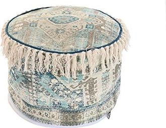 DKD Home Decor Bodenkissen beige blau braun 40x40x40cm arabische Fransen blau Estándar, blau, Estándar