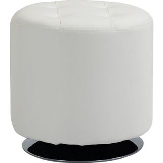 HOMCOM Repose pied salon - HOMCOM - pivotant &agrave; 360&deg; - rond - rembourr&eacute; en PU - base en acier - &Oslash; 45,5 x 44,5 cm - blanc