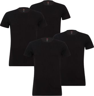 Levi's 4er Pack Levis Solid Crew T-Shirt Men Herren Unterhemd Rundhals Stretch Cotton, Farbe:884 - Jet Black, Bekleidungsgröße:XL