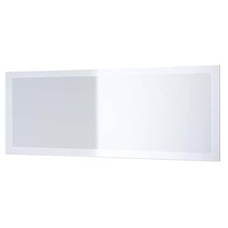 Vladon Miroir Lima, Miroir Mural avec Cadre de Style Moderne, Blanc Haute Brillance (139 x 55 cm)