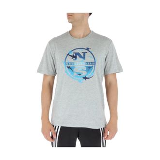 North Sails Homme, Tops, Gris, Taille: L T-shirt imprim&eacute; &agrave; manches courtes et col rond