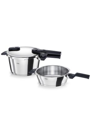 FISSLER Schnellkochtopfset Vitaquick, Silber, Metall, 2-teilig, Druckregelventil, Druckanzeige, Kochen, T&ouml;pfe, Schnellkocht&ouml;pfe