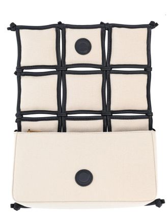Cult Gaia Womens Shoulder Bag Puff Beige Cotton Canvas