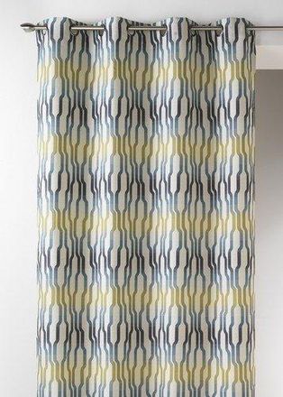 HOME MAISON 09341-8-AL Vorhang, Jacquard mit runden Ösen, 140 x 260 cm, Blaugrün, 140 x 260
