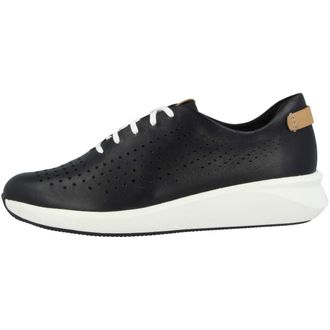 Clarks Damen Un Rio Tie Sneaker, Black Leather, 38 EU