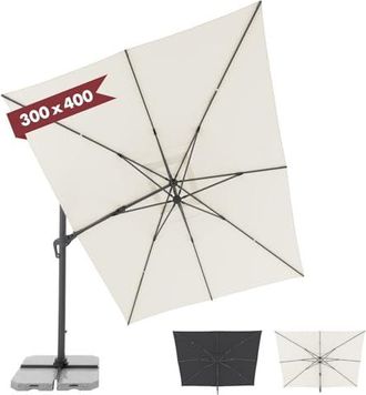 Doppler gro&szlig;er Pendelschirm Jack 400x300cm Natur I Sonnenschirm f&uuml;r Terrasse I Ampelschirm knickbar I Kurbelschirm UV-best&auml;ndig aus Aluminium I Multifunktions